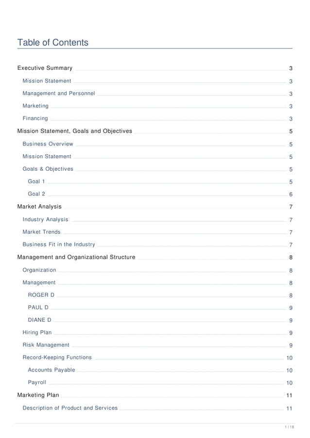 Construction company business plan example | PDF