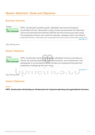 Construction company business plan example | PDF