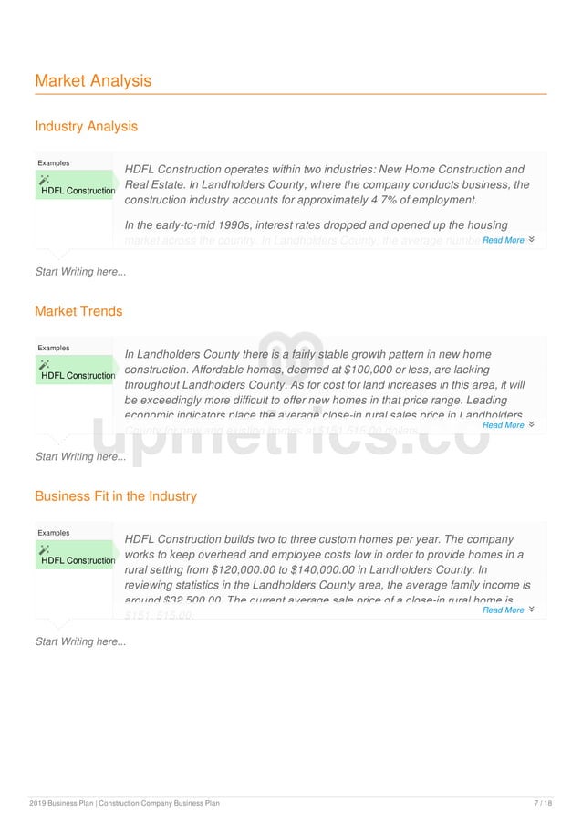 Construction company business plan example | PDF