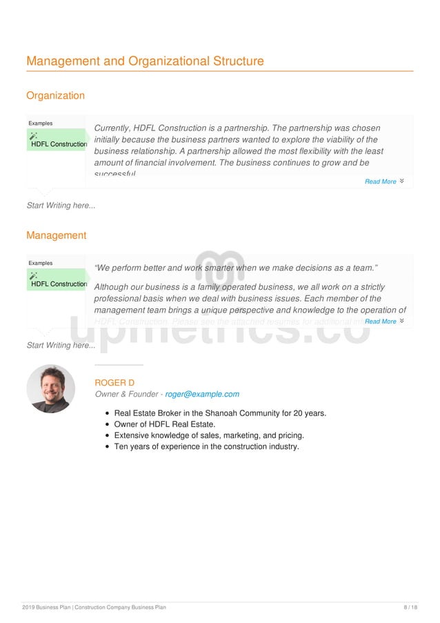 Construction company business plan example | PDF