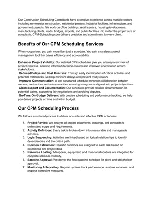 Construction CPM Scheduling Service Project Controls Experts (PDF) | PDF