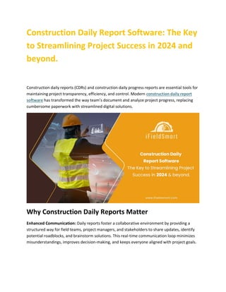 Construction Daily Report Software The Key to Streamlining Project ...