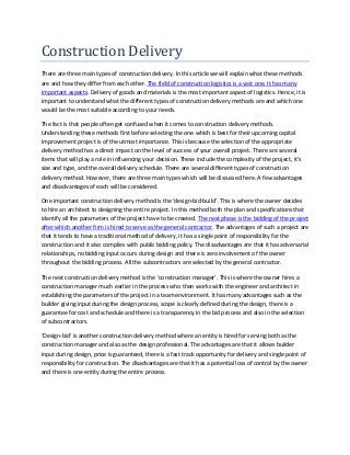 Construction delivery | PDF