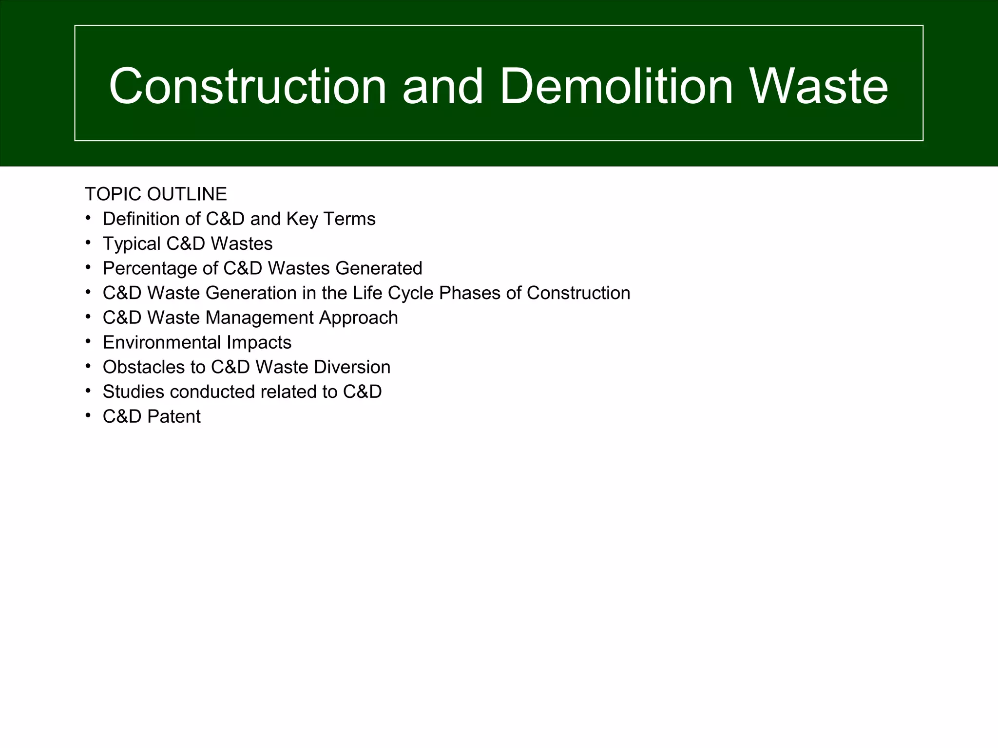 Construction & demolition waste | PPT