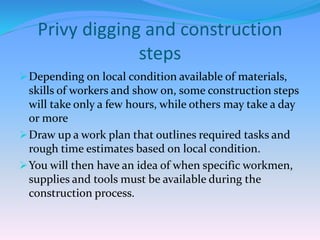 Construction detail of privy pit | PPTX