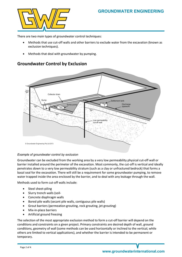 Construction dewatering technology data sheet | PDF | Civil Engineering ...
