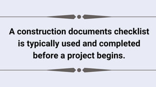 Construction Documents Checklist before Construction | PDF