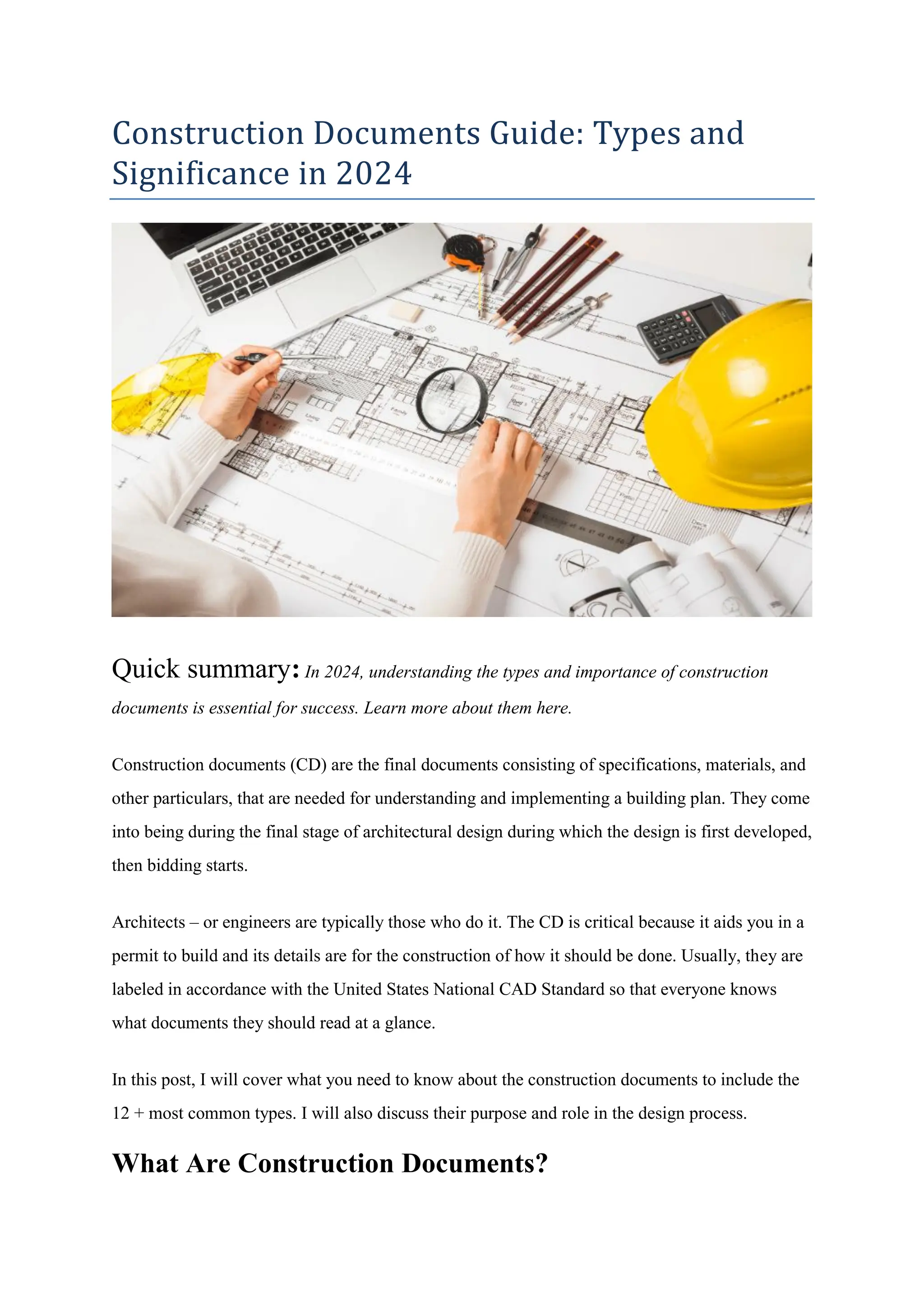 Construction Documents Guide: Types and Significance in 2024 | PDF