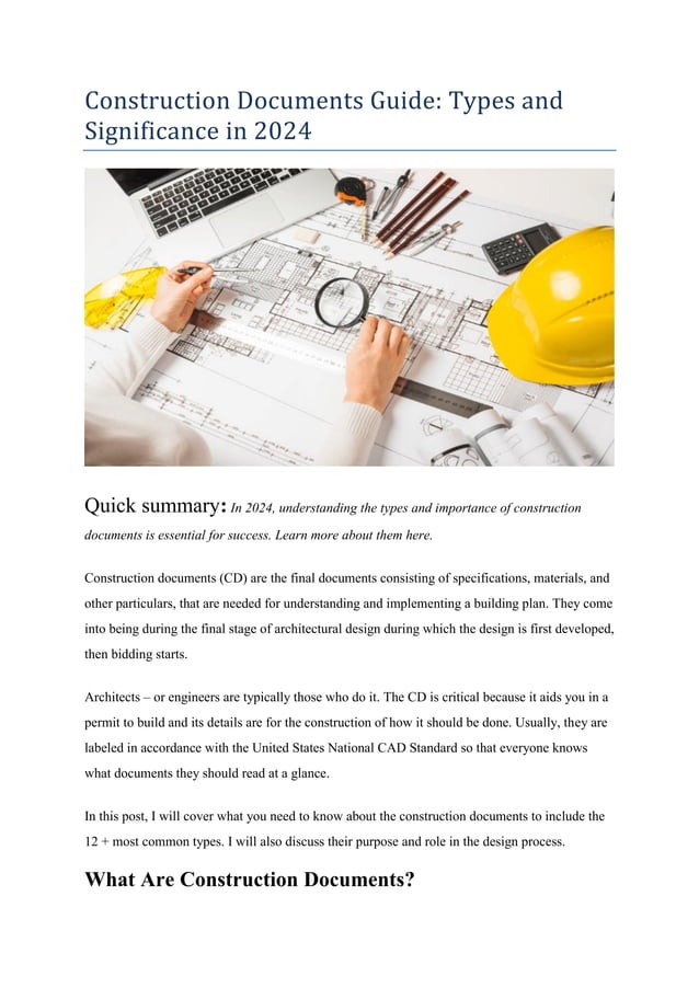Construction Documents Guide: Types and Significance in 2024 | PDF
