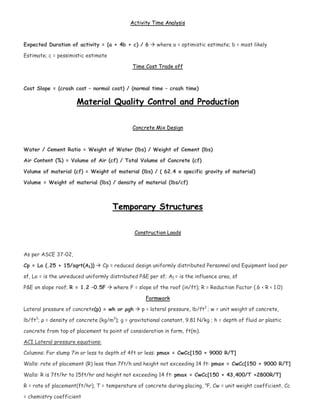 Construction engineering formula sheet | PDF