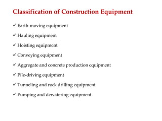 Construction equipments | PPTX | Civil Engineering Industry | Industries