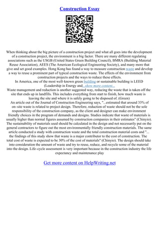 Construction Essays | PDF
