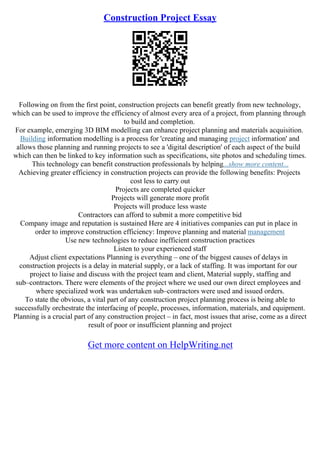 Construction Essays | PDF