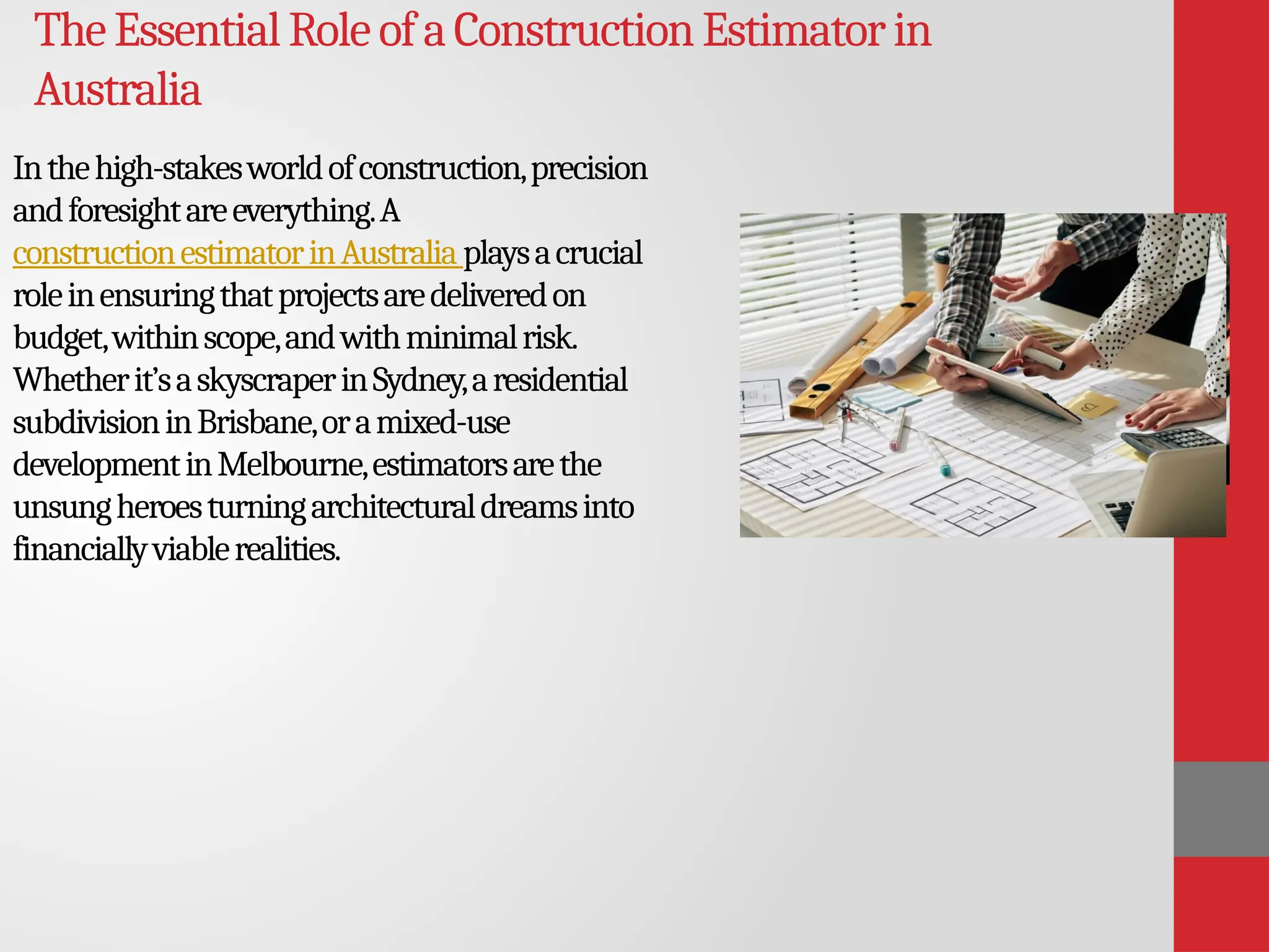 Construction Estimator In Australia Pptxconstruction Estimator In
