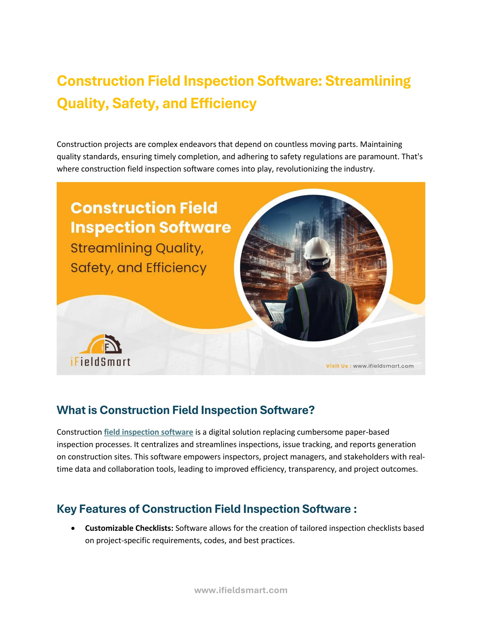 Construction Field Inspection Software Streamlining Quality, Safety ...