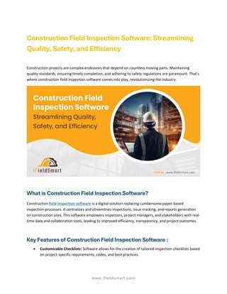 Construction Field Inspection Software Streamlining Quality, Safety ...