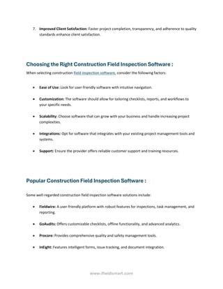 Construction Field Inspection Software Streamlining Quality, Safety ...