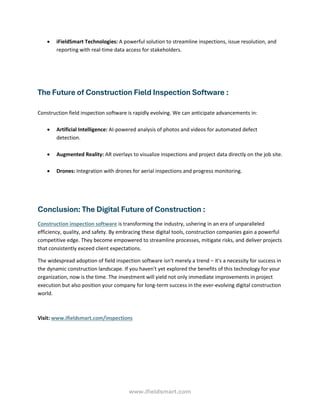 Construction Field Inspection Software Streamlining Quality, Safety ...