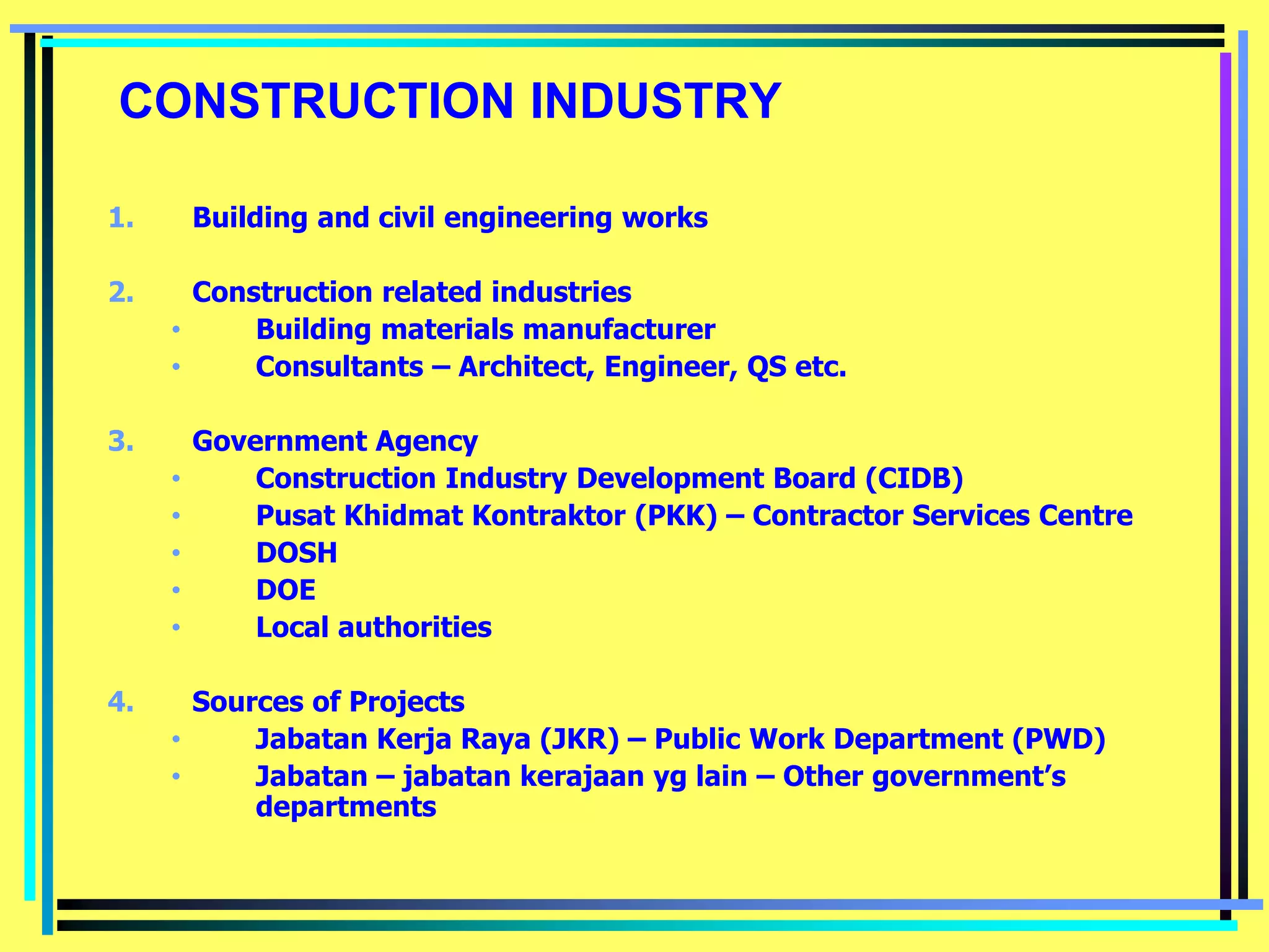 Construction industry and estimating | PPTX