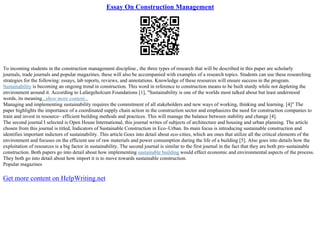 Construction Industry Literature Review | PDF