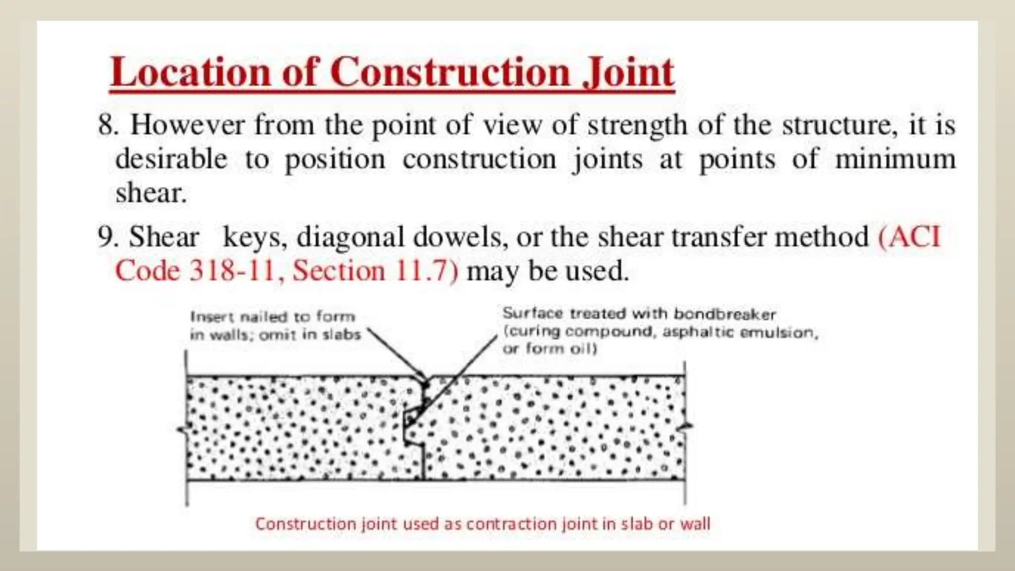 construction joints in architecture - construction | PPTX