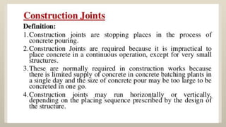 construction joints in architecture - construction | PPTX
