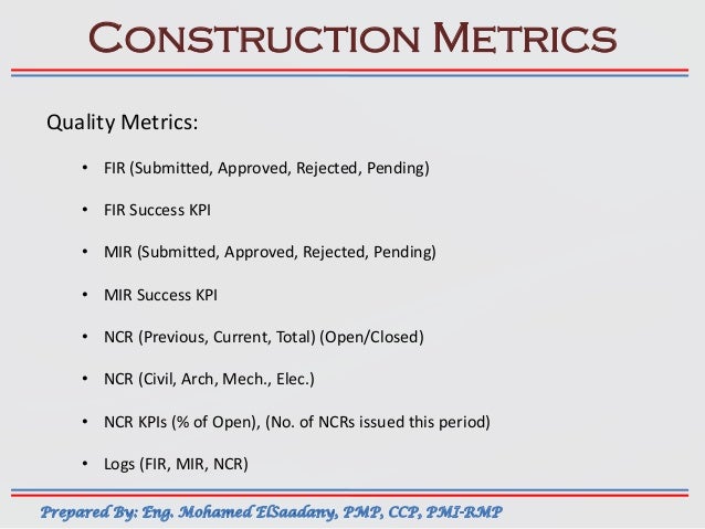 Construction KPIs & Dashboards