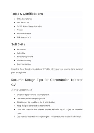 Construction Laborer Resume Examples & Writing Guide for 2025 | PDF
