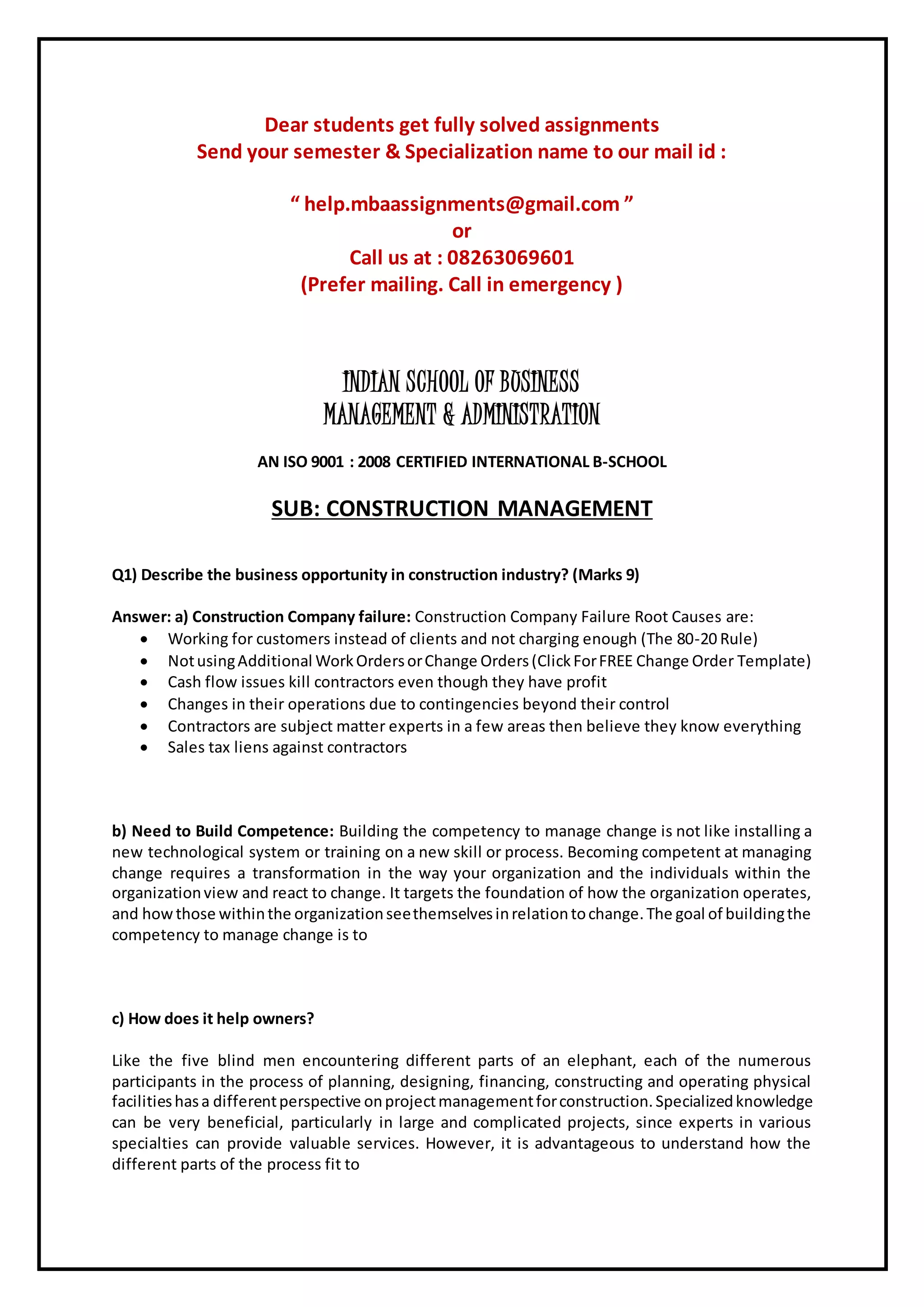 Construction management 2 | DOCX