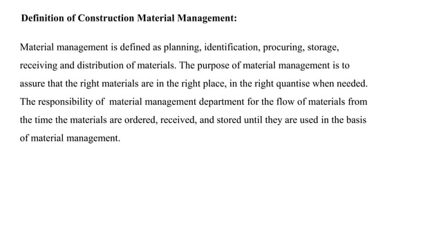 Construction Material Management | PPTX | Civil Engineering Industry ...