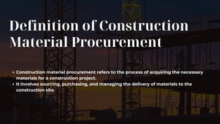 construction material procurement in India | PPT