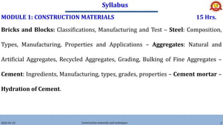 Construction Materials with classifications and testing methods | PDF