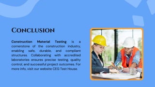 Construction Material Testing Laboratory in India | PPTX