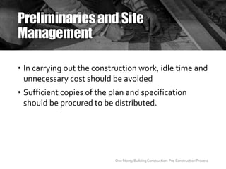 One Storey Building Construction (Pre-Construction Process) | PPTX