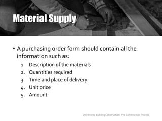 One Storey Building Construction (Pre-Construction Process) | PPTX