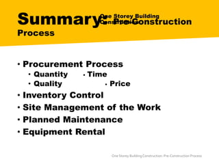 One Storey Building Construction (Pre-Construction Process) | PPTX