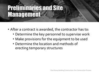 One Storey Building Construction (Pre-Construction Process) | PPTX