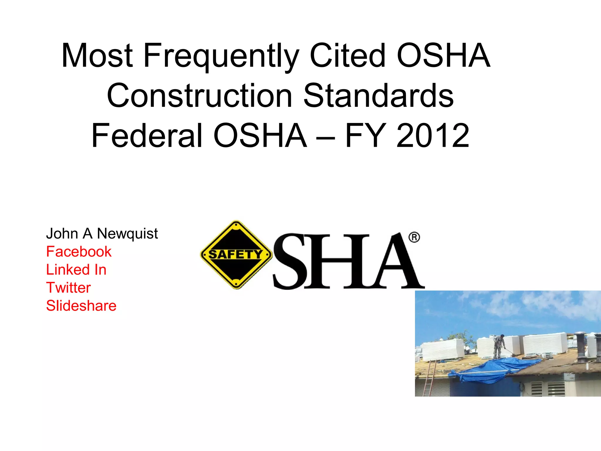 OSHA Most Cited Construction Standards FY12 | PPT