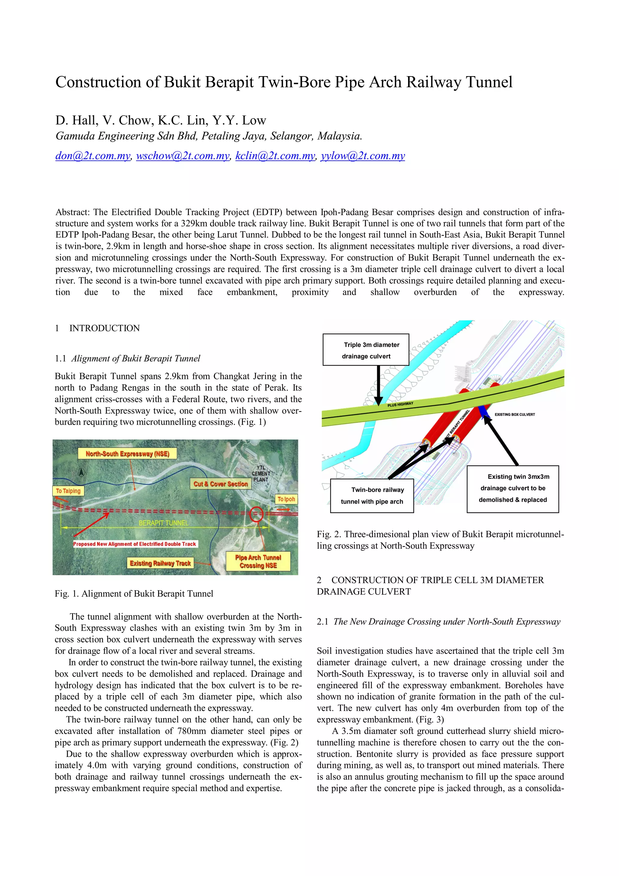 Construction of bukit berapit twin bore pipe arch tunnel | PDF