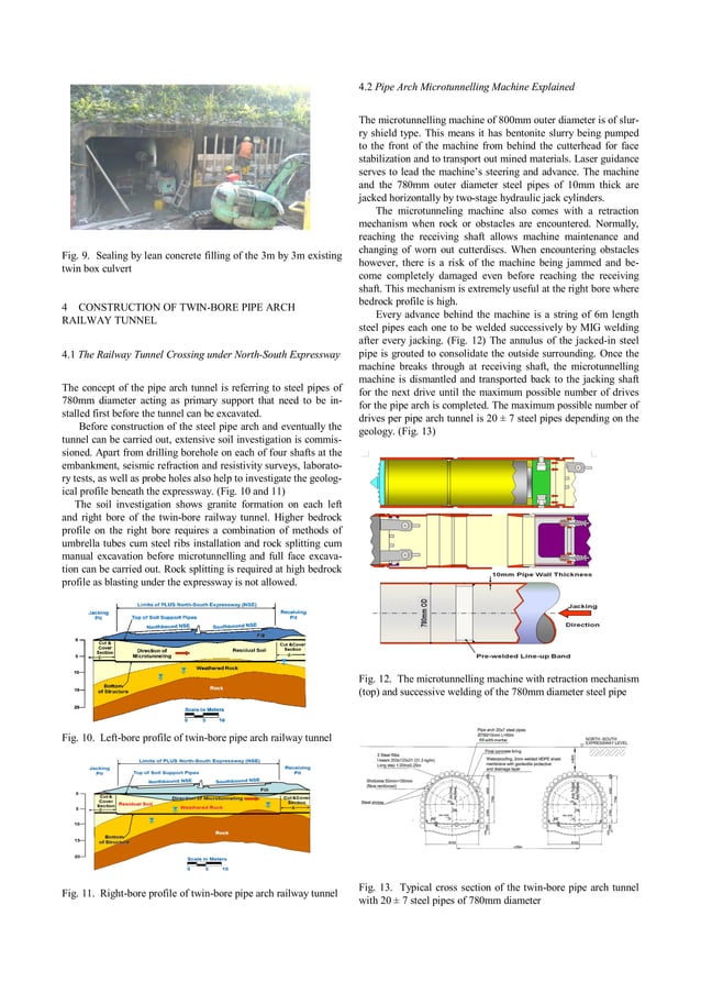 Construction of bukit berapit twin bore pipe arch tunnel | PDF