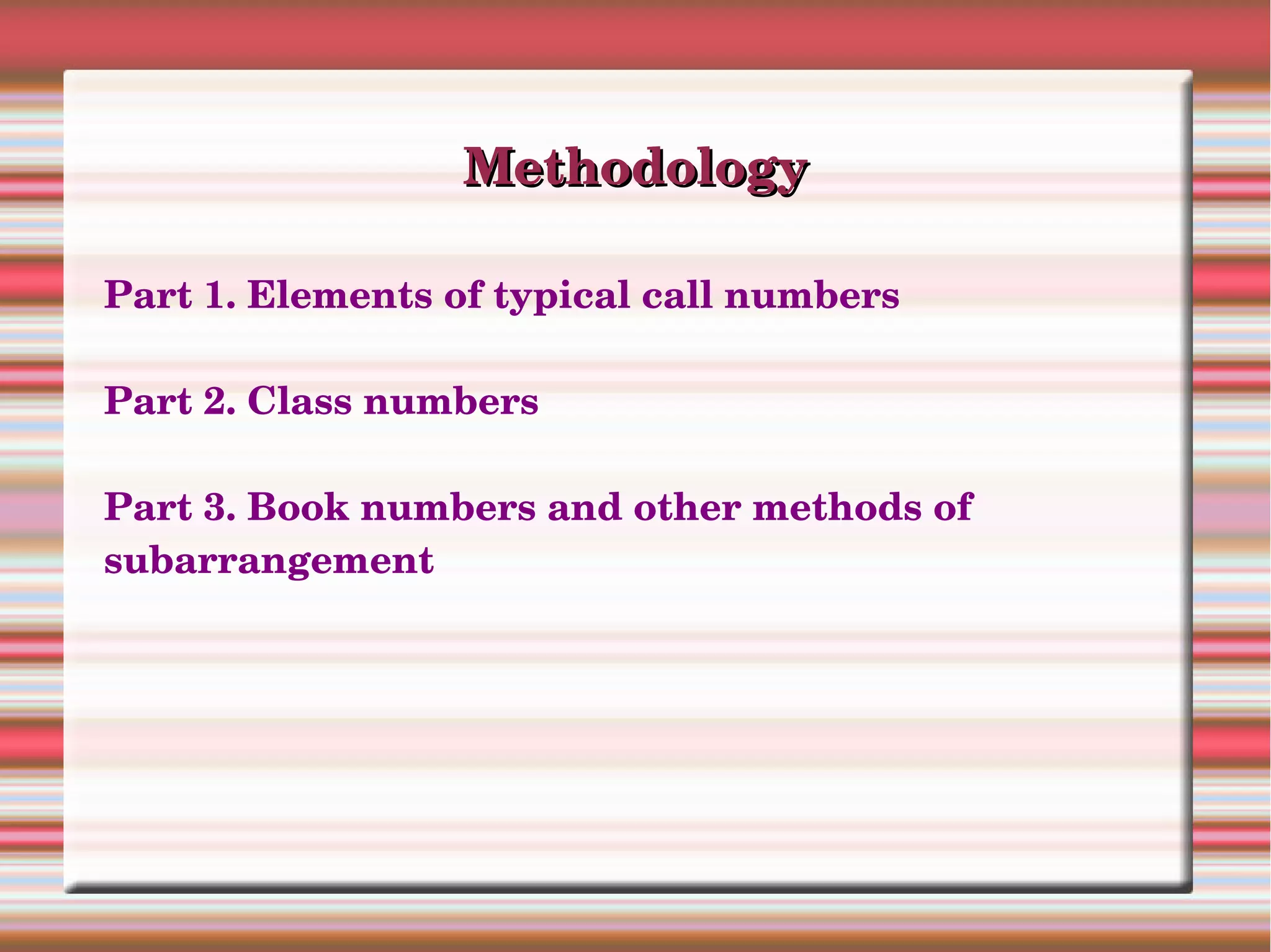 DDC Number Building for shelf arrangement | ODP