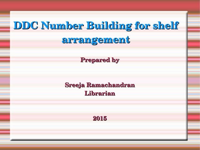 DDC Number Building for shelf arrangement | ODP