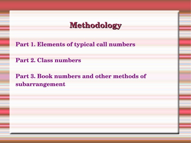 DDC Number Building for shelf arrangement | ODP