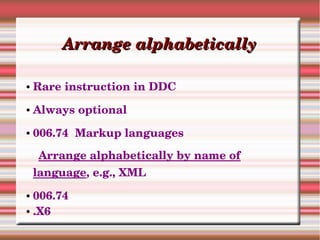 DDC Number Building for shelf arrangement | ODP