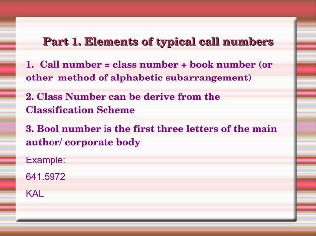 DDC Number Building for shelf arrangement | ODP