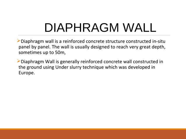 Construction of diaphragm wall | PPT | Chemistry | Science