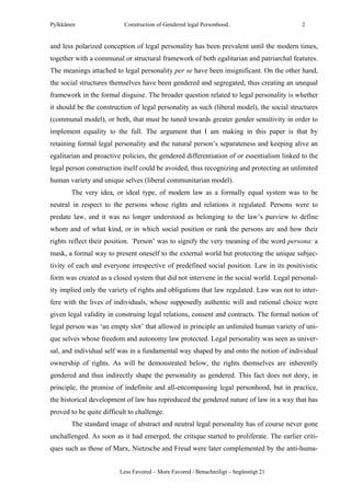 Construction Of Gendered Legal Personhood In The History Of | PDF