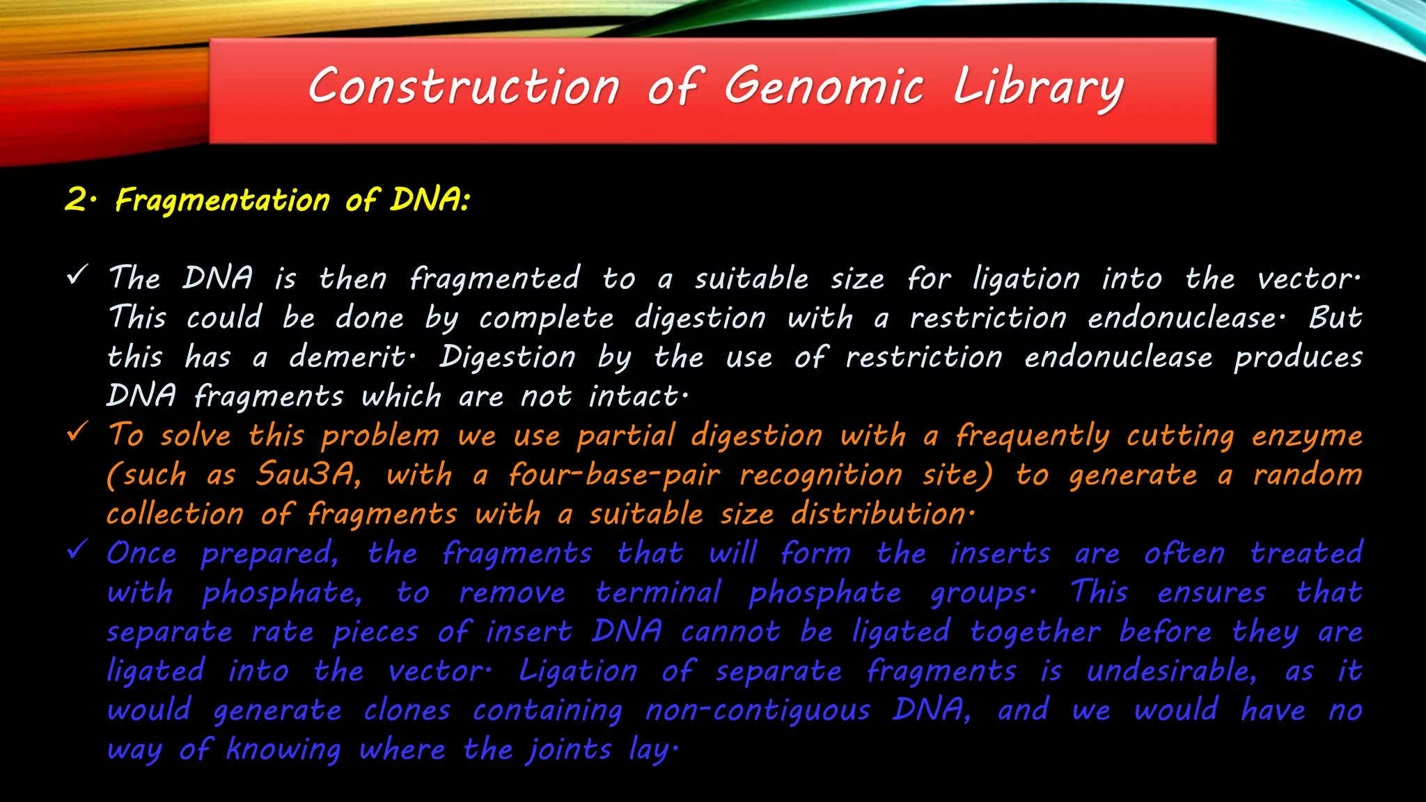 Construction of genomic and c dna library | PPTX