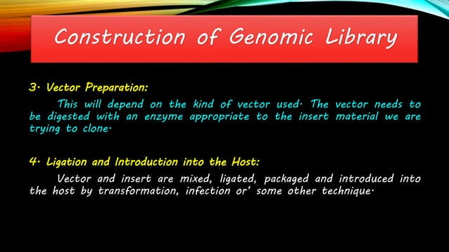 Construction of genomic and c dna library | PPTX
