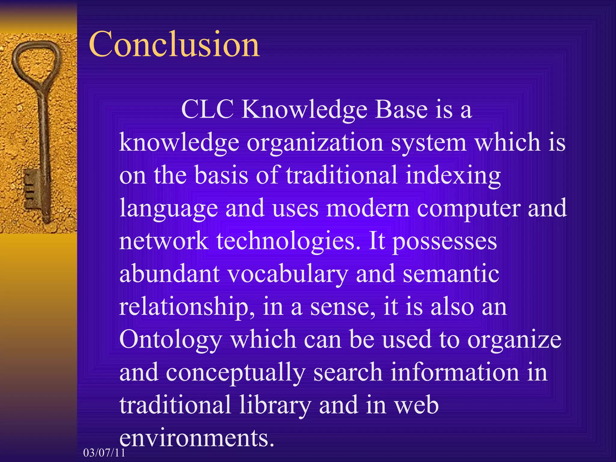 Construction of knowledge base for automatic indexing and classification based on Chinese ...